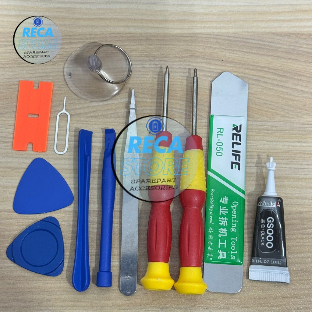 Jual OBENG SET HP 10 IN 1 + LEM 3ML + ALAT PEMBUKA / PENCUNGIL LCD TOUCHSCREEN TE-03 OPENING ...