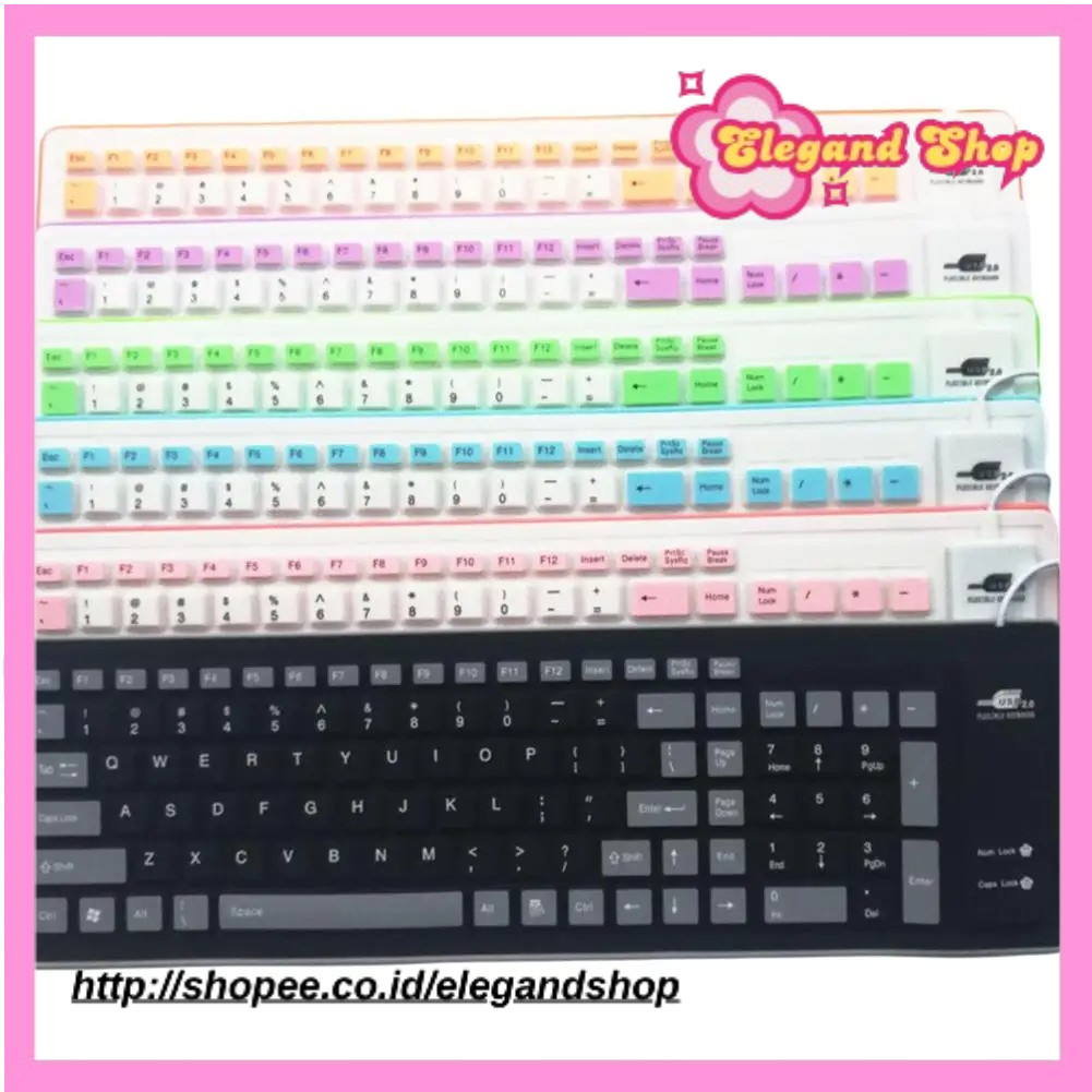 Jual Portable Silent Foldable Silicone Keyboard Usb Flexible Soft ...
