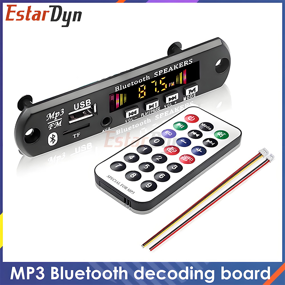 Jual Bluetooth 5.0 MP3 Decoder Board 12V Audio Module with USB/TF/AUX ...