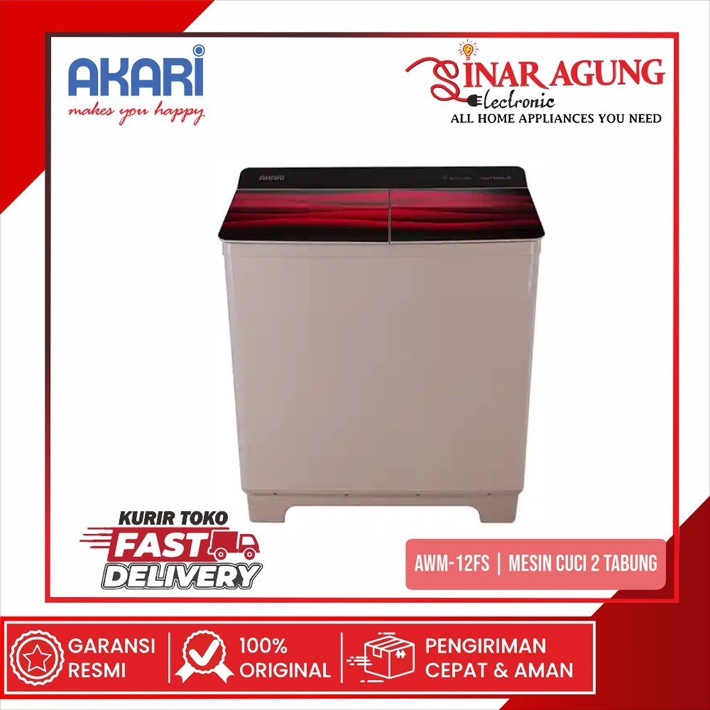 Jual AKARI AWM-12FS / AWM12FS MERAH MESIN CUCI 2 TABUNG - GARANSI RESMI ...