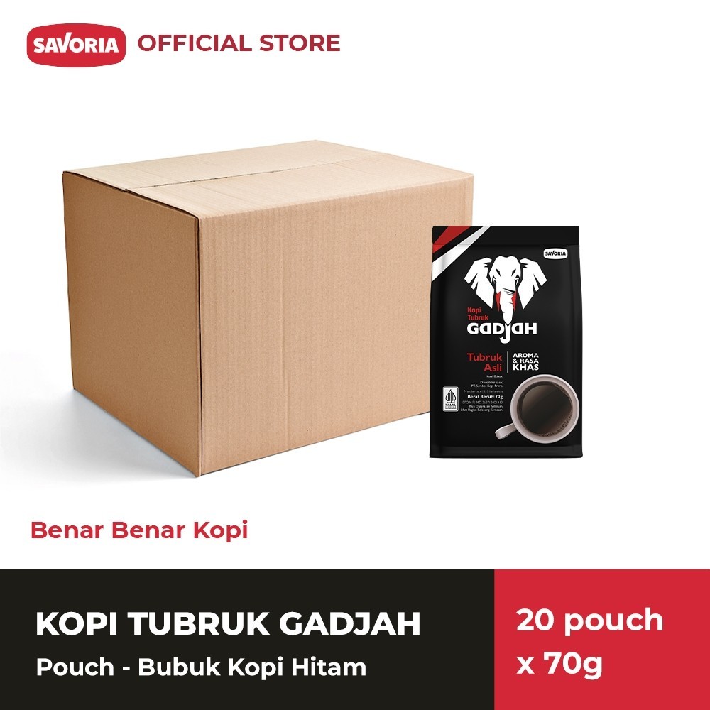 Jual Kopi Tubruk Gadjah Asli Pouch 1 Karton - Bubuk Kopi Hitam 20 x 70g | Shopee Indonesia
