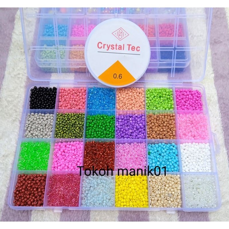 Jual JM manik-manik pasir 1 box 24 sekat 3mm 8/0 - manik² mote payet ...