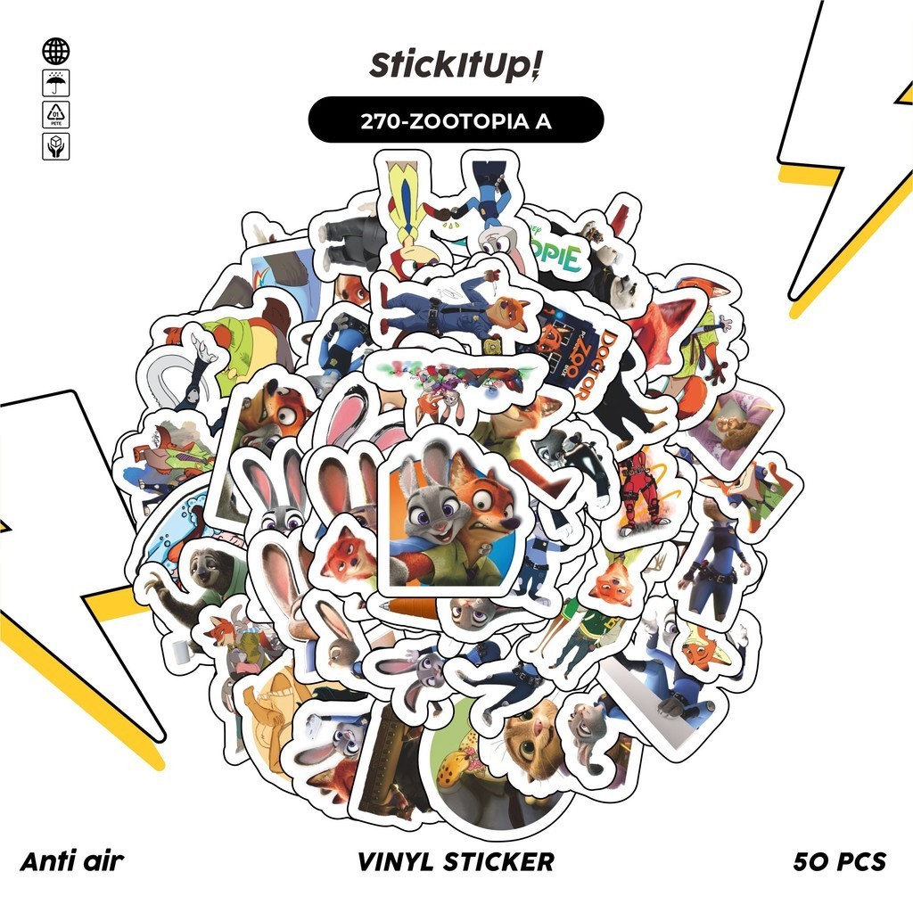 Jual COD 50 Pcs Stiker Pack Motif Kartun Zootopia Lucu Aesthetic Vynil ...