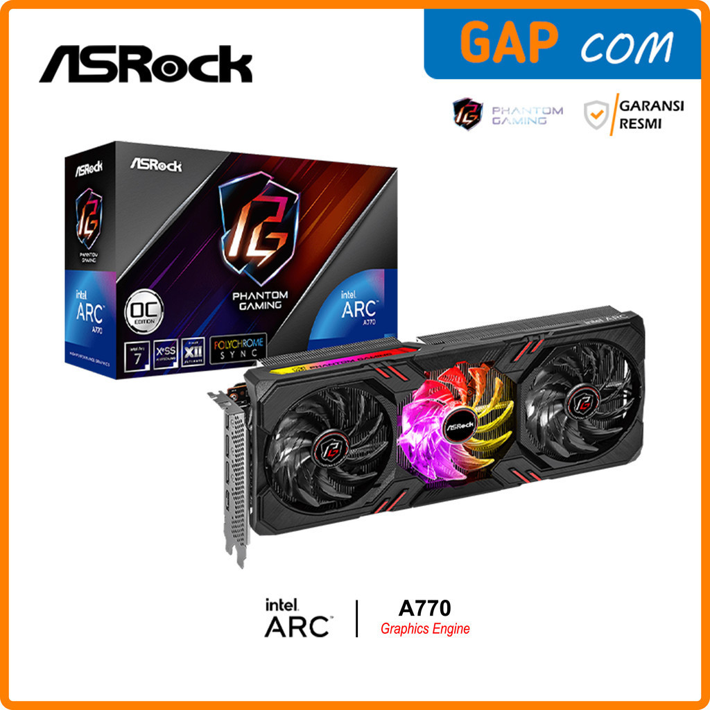 Jual VGA ASRock Intel Arc A770 Phantom Gaming 16GB GDDR6 OC Triple ARGB ...