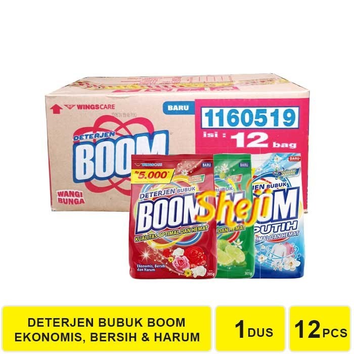 Jual 1 DUS ISI 12 PCS DETERJEN BUBUK BOOM KEMASAN 280 GRAM | Shopee ...