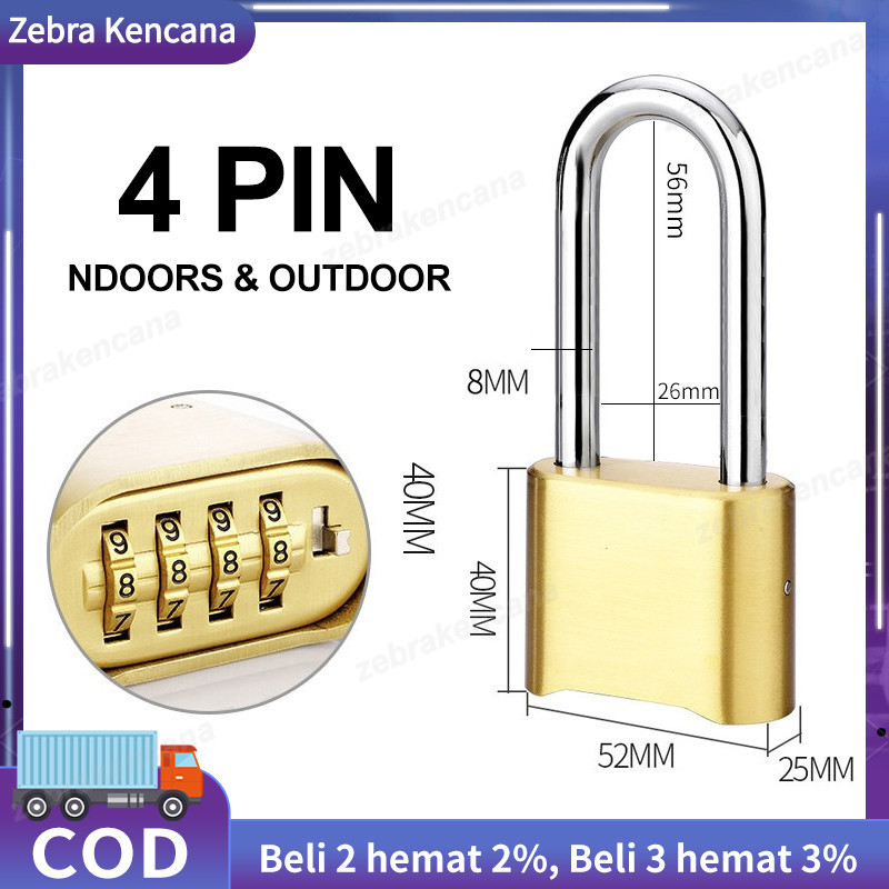 Jual Kunci Gembok Nomor Angka Pin Password Kombinasi Anti Potong ...