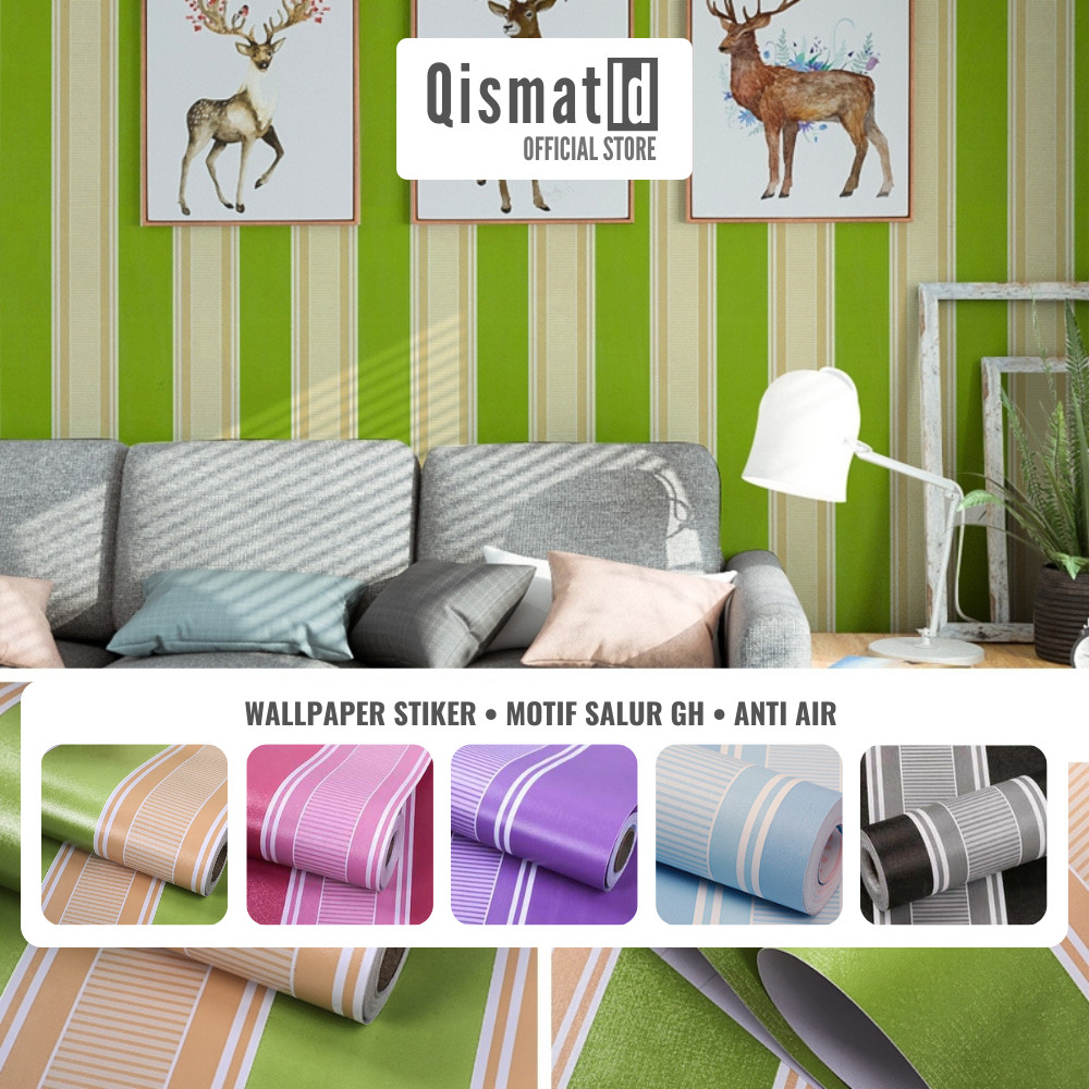 Jual [5Motif] Wallpaper Sticker Dinding Motif Salur GH 8m x 45cm Garis-Garis Minimalis Tripleks ...