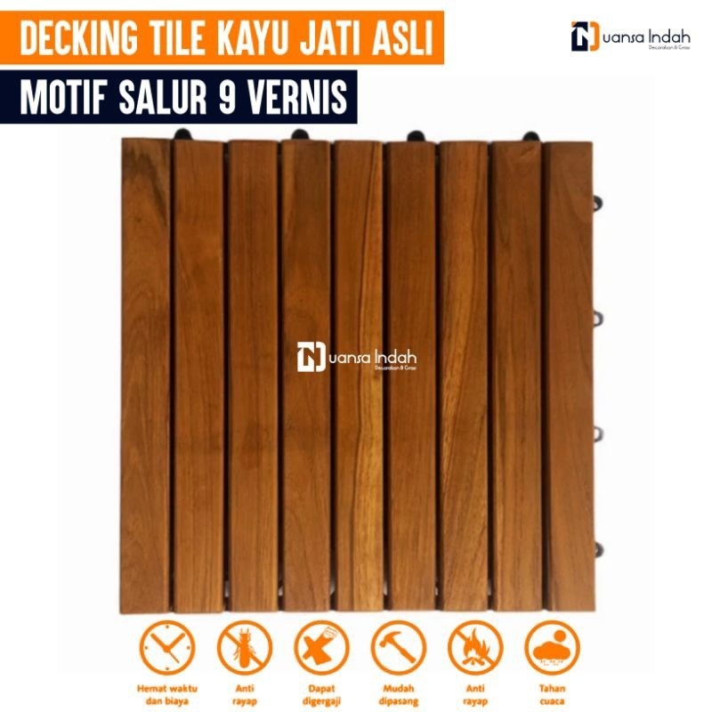 Jual DECKING TILE KAYU JATI ASLI MOTIF SALUR 9 FINISHING | Shopee Indonesia