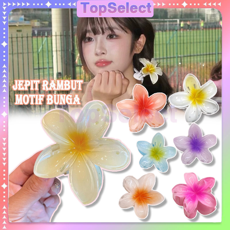 Jual Jepit Rambut Motif Bunga / Plumeria Flower Hair Claw /Flor Summer ...