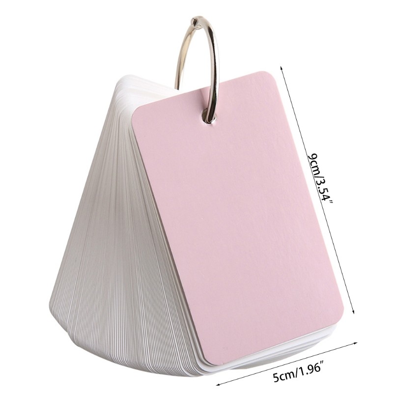Jual 100 Sheets Blank Index Card Note Memo Paper Set with Iron Binder ...