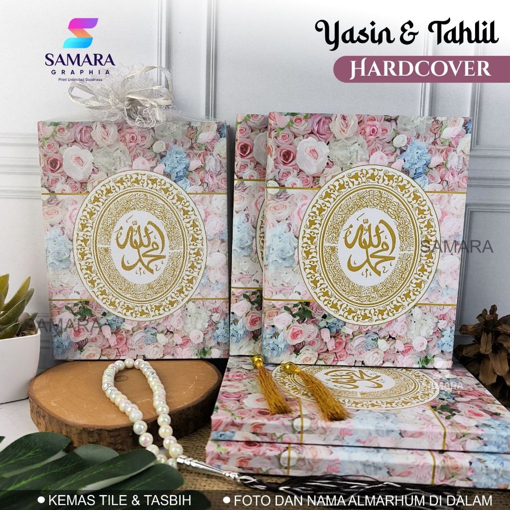 Jual Cetak Buku Yasin dan Tahlil Hardcover Motif Bunga lengkap 128 ...