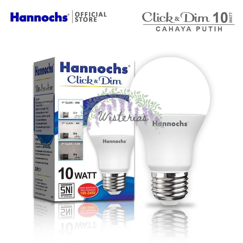 Jual Lampu LED Hannochs Click & Dim 10 W 1 Lampu 3 Tingkat Kecerahan ...