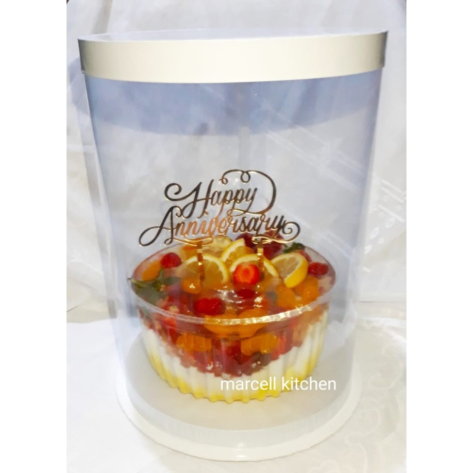 Jual Cake Box Kotak Kue Mika Bulat Tinggi 30x35 cm + Cake Board 2 in1 ...