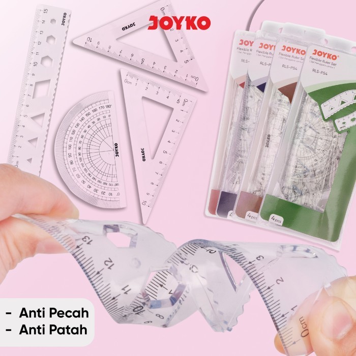 Jual FLEXIBLE RULER SET JOYKO ISI 4 | PENGGARIS SET LENTUR JOYKO RLS ...