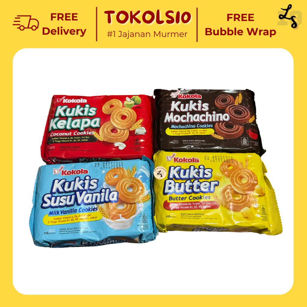 Jual Kokola Kukis Rasa Mochachino/Kelapa/Susu/Butter @218gr | Shopee ...