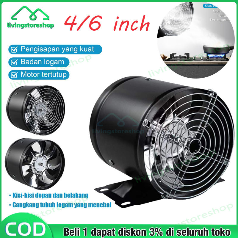 Jual 4/6Inch Inline Duct Fan Metal Blade Booster Fan/Air Duct Fan ...