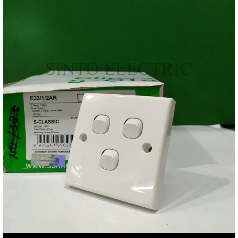 Jual Schneider S-Classic Saklar 3 Gang 1 Way Saklar Triple 1 Arah Bulat ...