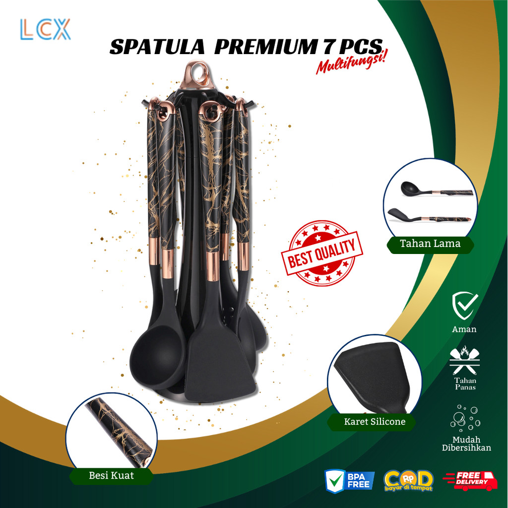 Jual LCX Spatula Set 7IN1 Aesthetic Stand Spatula Premium Mewah Kado ...