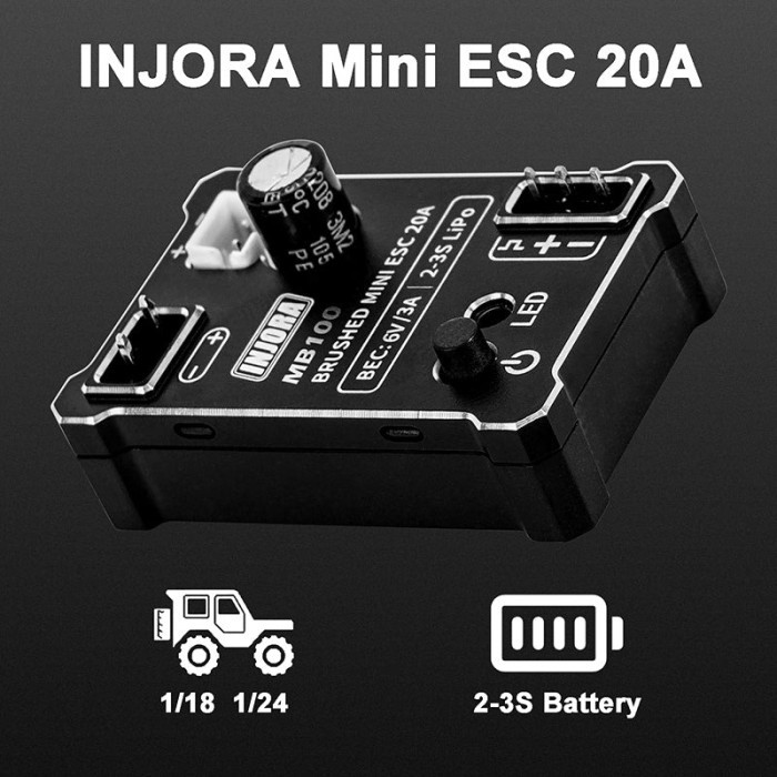 Jual INJORA MB100 20A MINI BRUSHED ESC FOR 1/18 1/24 RC CRAWLER #MB100 ...