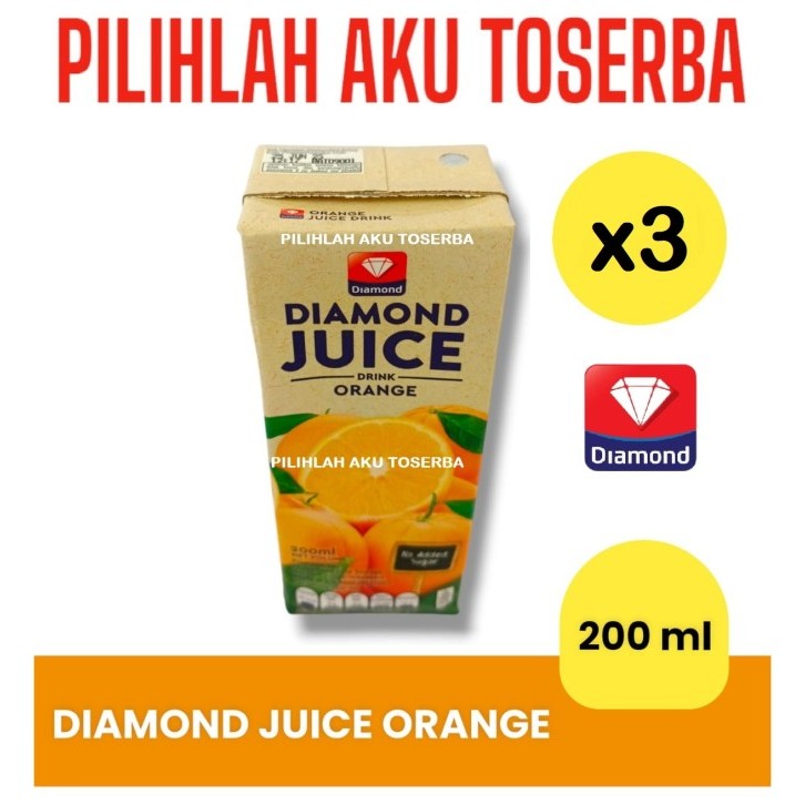 Jual DIAMOND JUICE ORANGE Jus Jeruk 200 ml - ( HARGA 3 pcs ) | Shopee ...