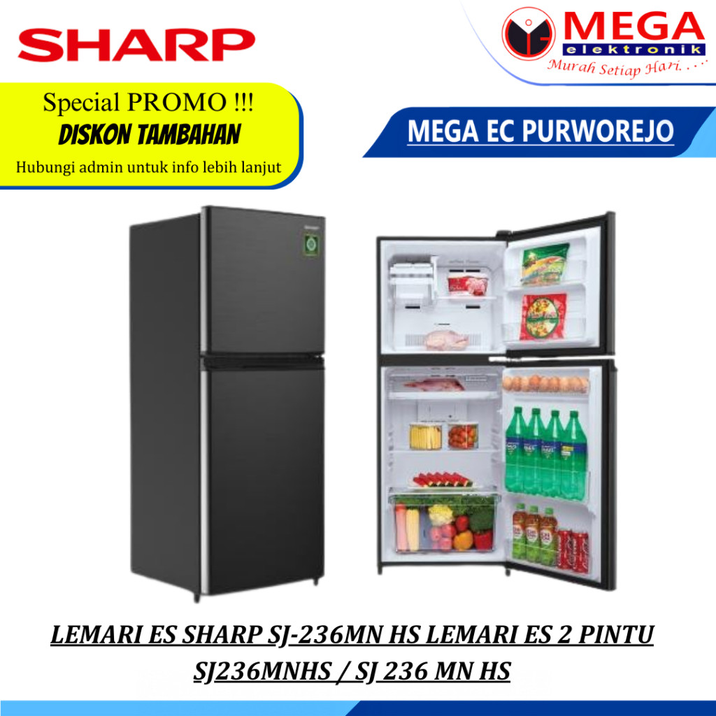 Jual SHARP KULKAS 2 PINTU SERI SJ-236MN-HS KAPASITAS 205/187 LITER LEMARI ES SJ 236MN HS GARANSI ...