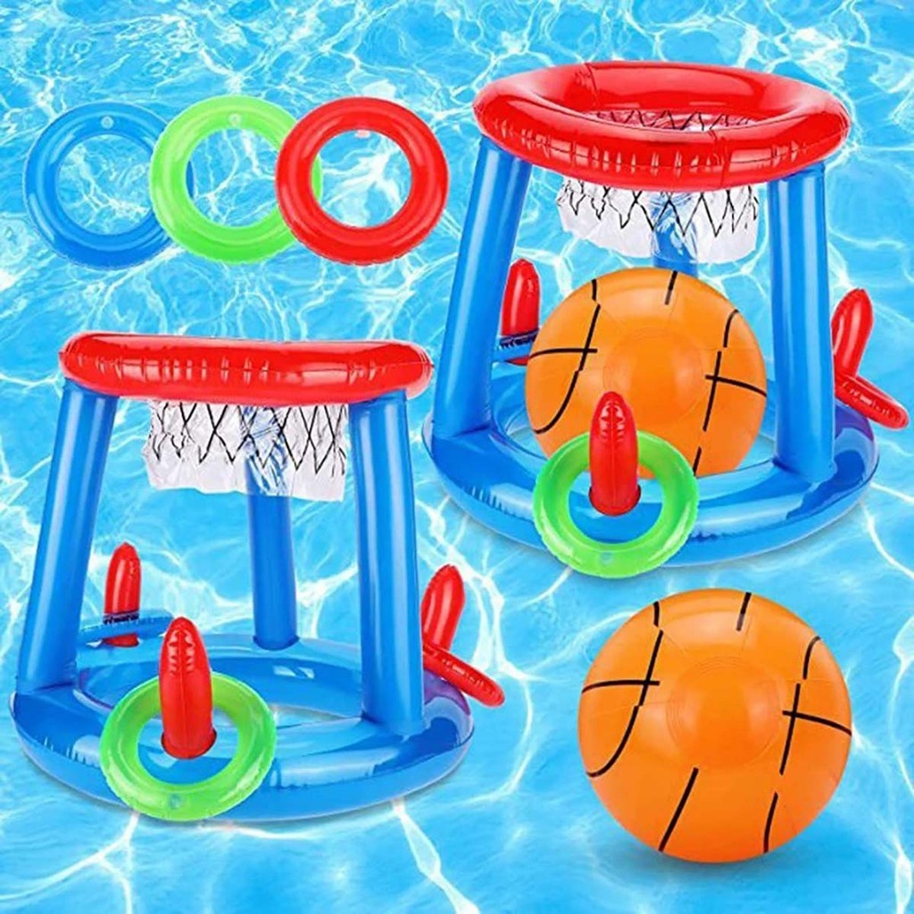 Jual Inflatable Ring Throwing Ferrule Game Floating Basketball Hoop ...