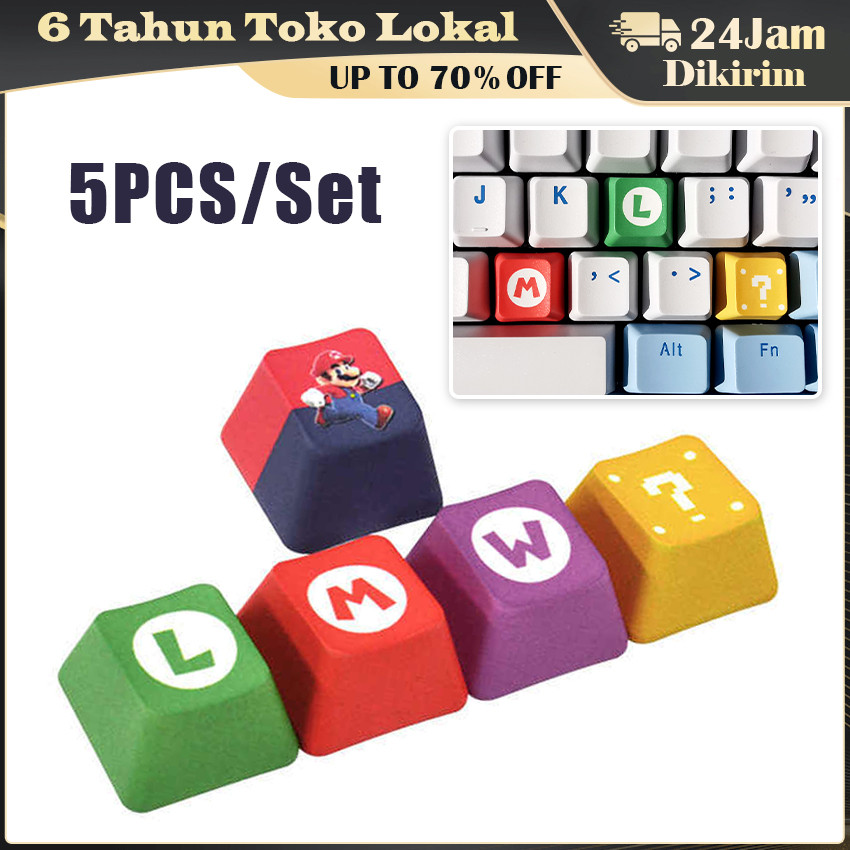 Jual 1 Set Isi 5 Keycaps Mario PBT Keyboard Caps / Keyboard Caps ...