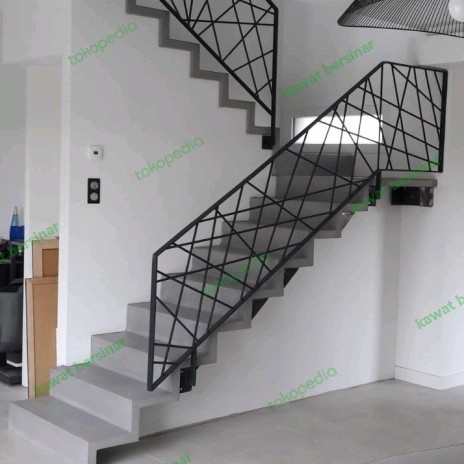 Jual reling tangga elte besi galvanis/kayu meranti putih depo | Shopee ...