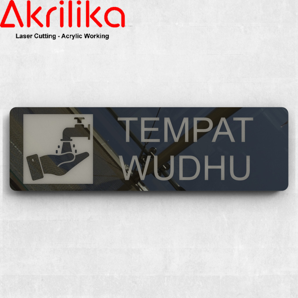 Jual AKRILIK SIGNAGE/PETUNJUK "TEMPAT WUDHU" 20X6 LANDSCAPE MINIMALIS ...