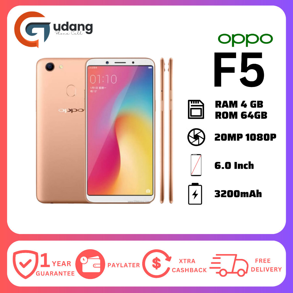 Jual Smartphone HP F5 4/64 GB GARANSI 1 TAHUN | Shopee Indonesia