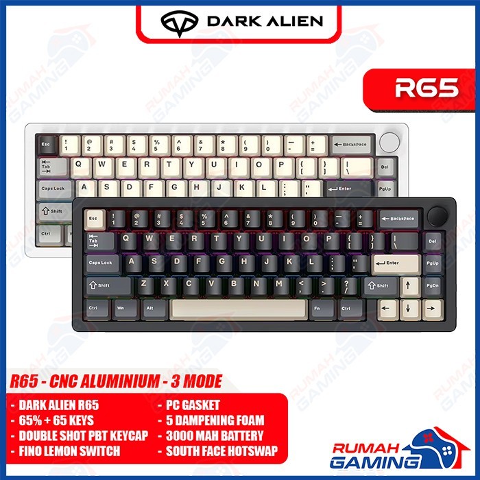 Jual Mechanical Keyboard - Dark Alien R65 - 65% - Aluminum - 3 Mode ...