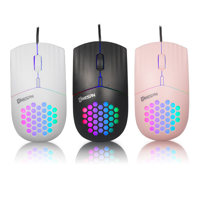Jual 1600 DPI RGB Backlit Honeycomb Shell Mouse Wired RGB Gaming Mouse ...