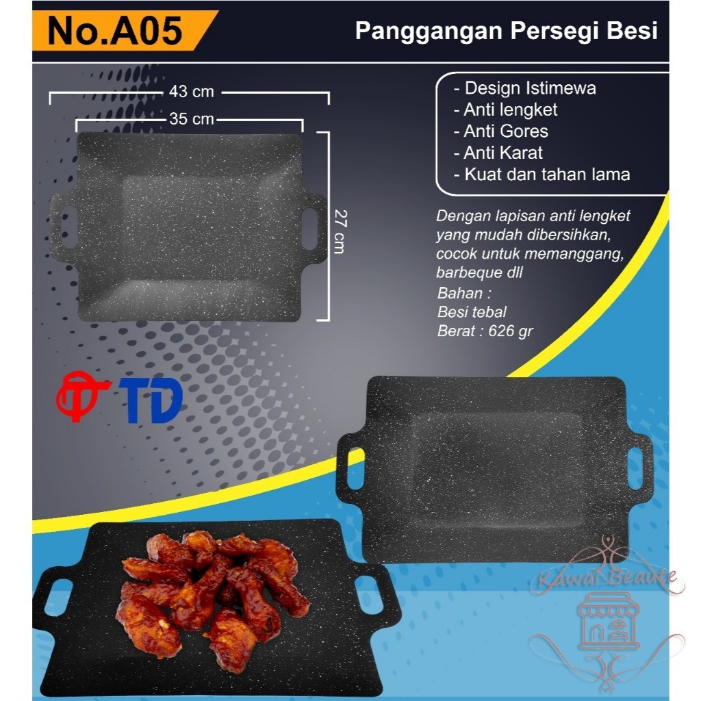 Jual Korea Grill Pan TD Alat Pemanggang Korea Persegi / Alat panggang ...