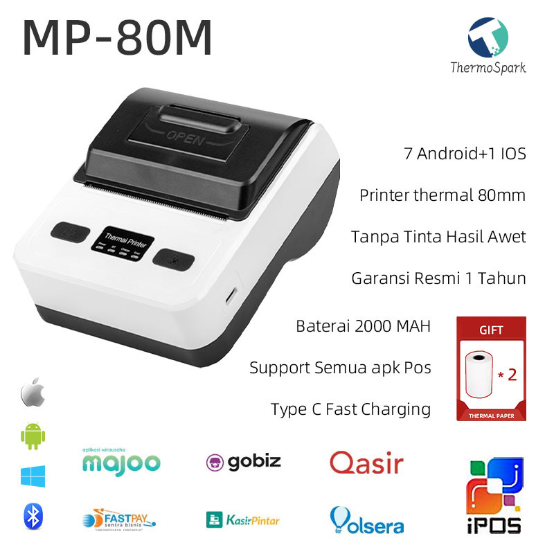 Jual Printer Thermal 80mm Dukungan Baterai Moka Pos Kasir Nota PPOB Alamat Label Printer Thermal ...