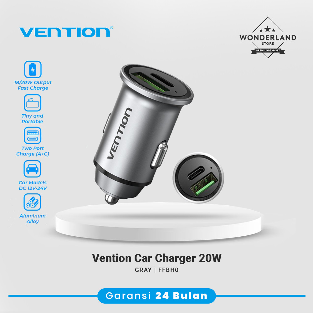 Jual Vention Car Charger 20W 18W USB-C USB-A Fast Charging QC PD FFBH0 ...