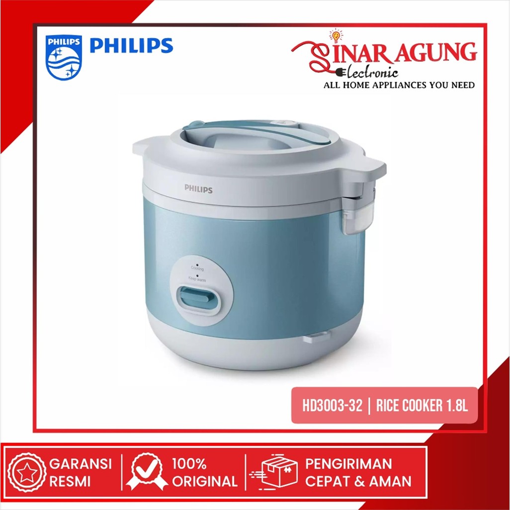 Jual PHILIPS HD3003/32 / HD3003 /32 RICE COOKER 1.8 LITER BIRU + FREE ...