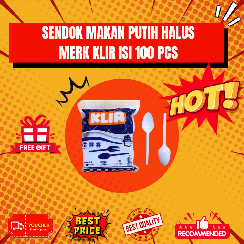Jual KLIR Sendok Makan Kuat Tebal Plastik Putih Susu Putih Bening ...