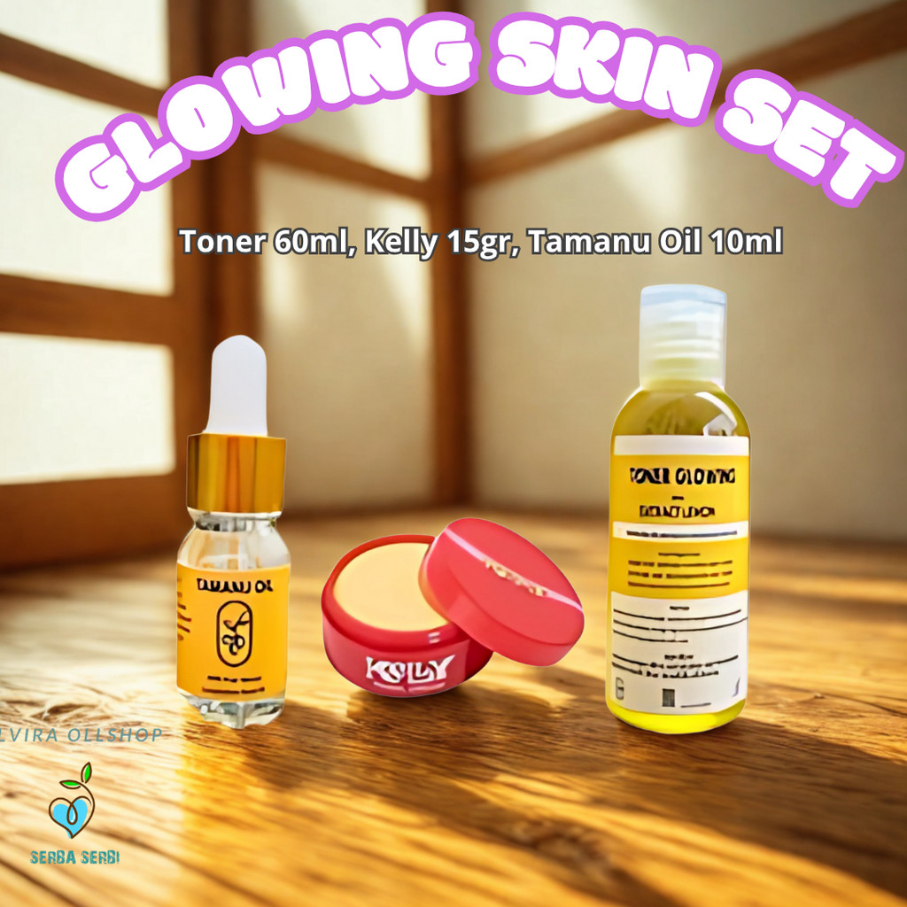 Jual Glowing Skin Set: Toner 60ml, Kelly 15gr, Tamanu Oil 10ml (Kulit ...