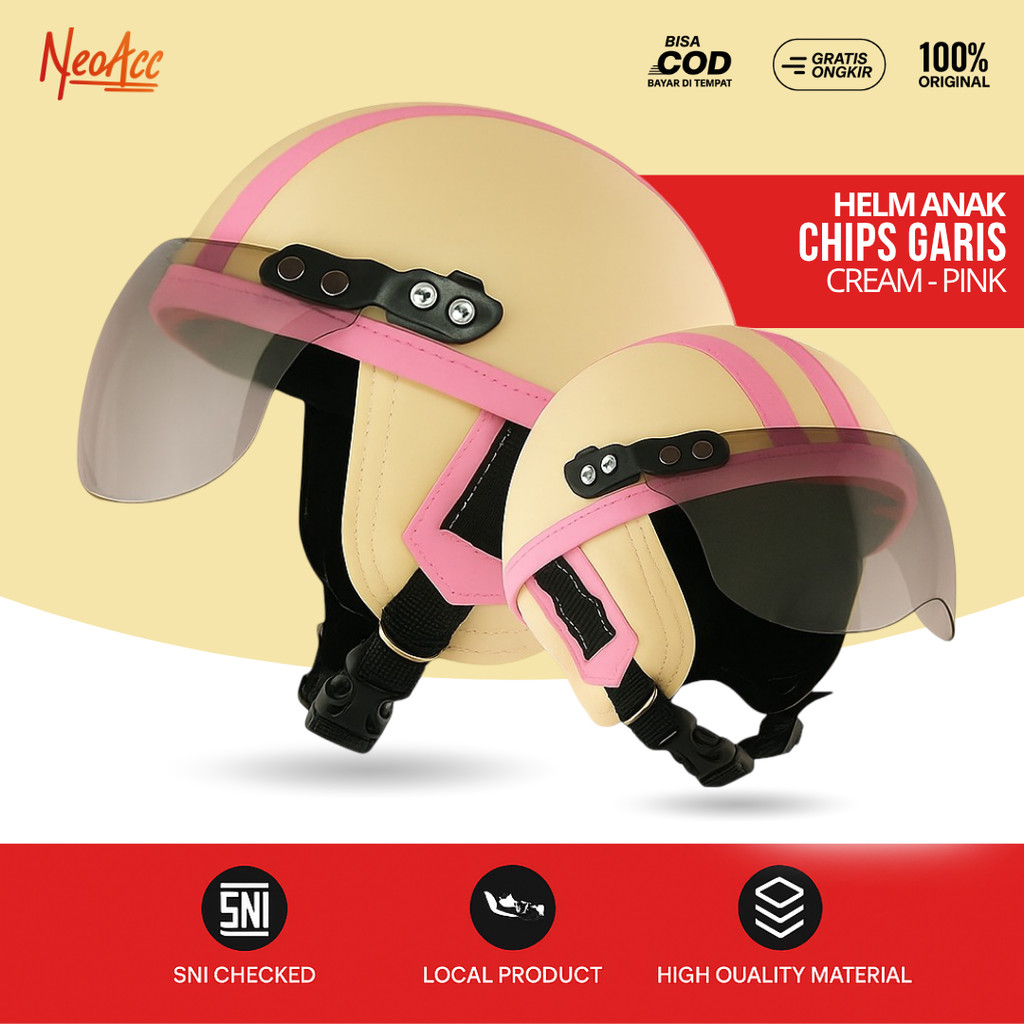 Jual Helm Chips Anak 1 2 3 4 5 Tahun Kulit Premium Ringan Polos ...