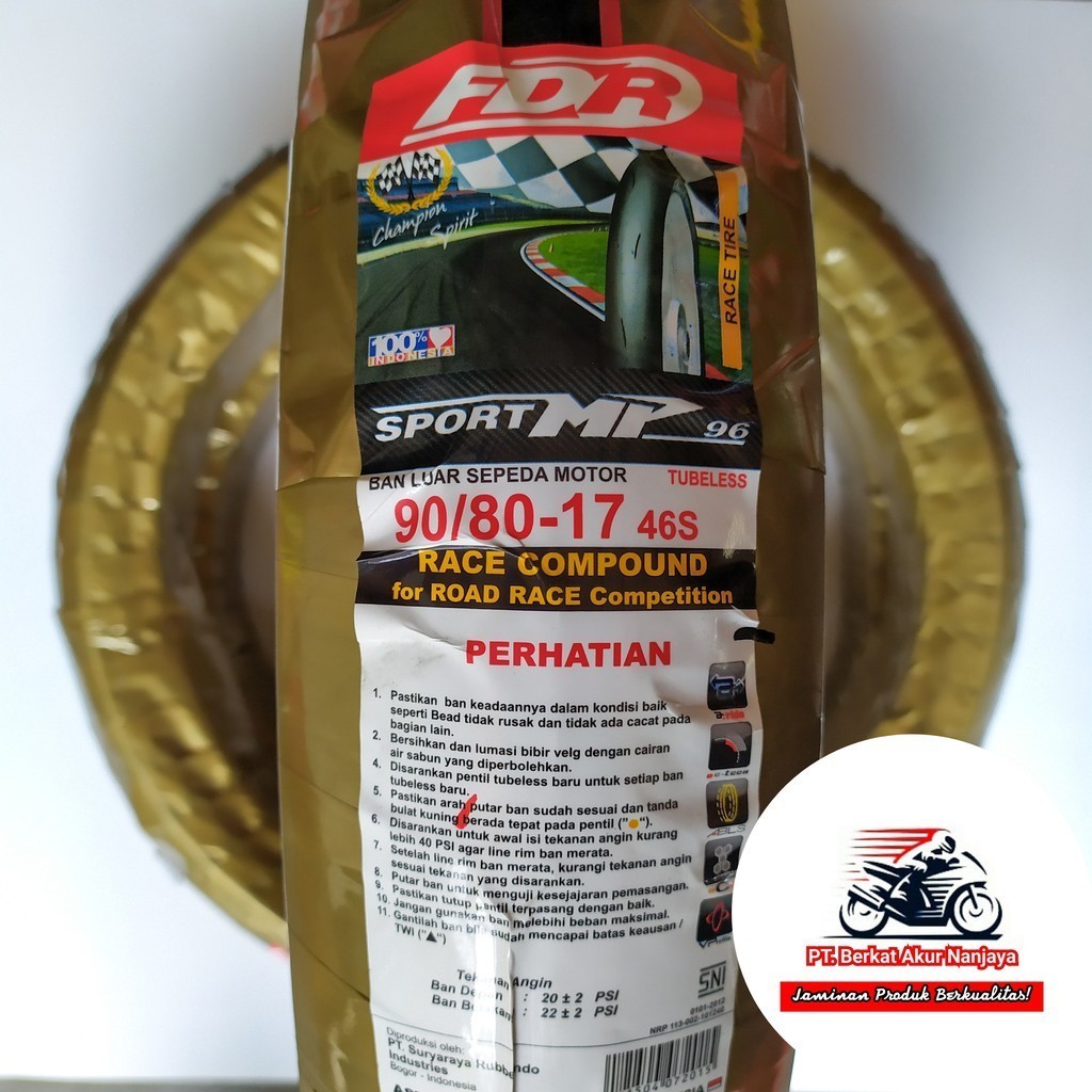 Jual FDR Sport MP96 MP 96 90/80-17 soft compound tubeless BONUS Pentil ...