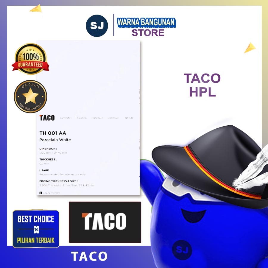 Jual TACO HPL SOLID GLOSS TH 001 AA PORCELAINE WHITE | Shopee Indonesia