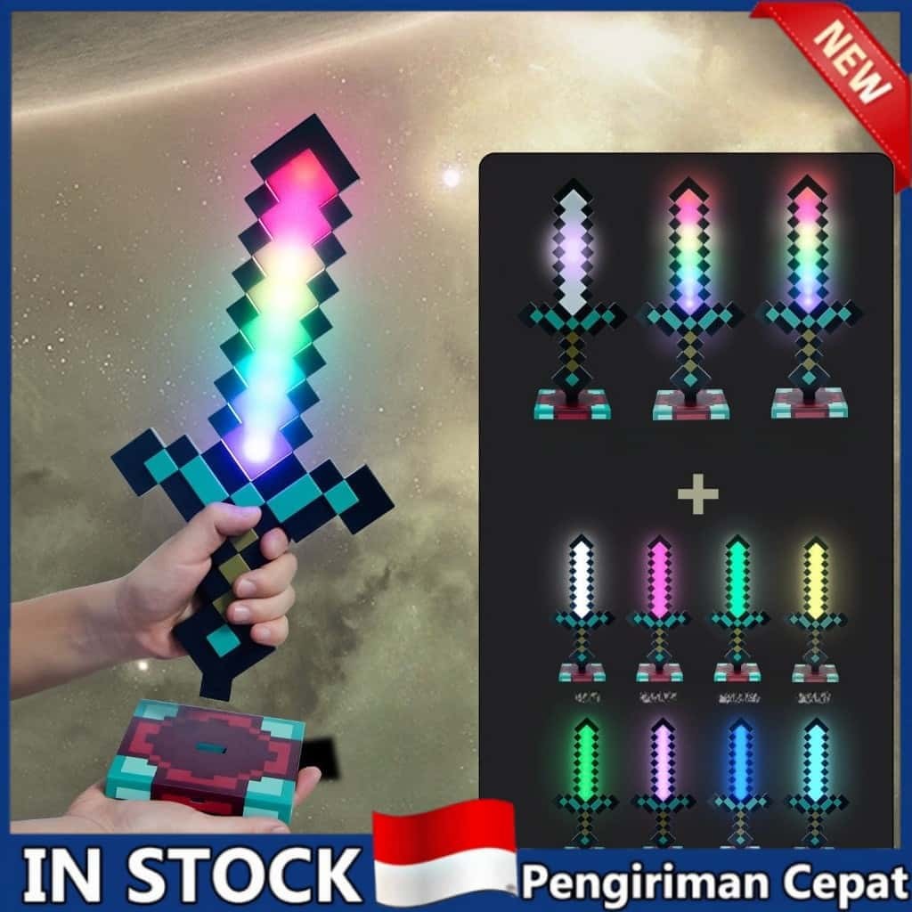 Jual Minecraft Diamond Sword Night Lamp Decorative Color Color Changing ...