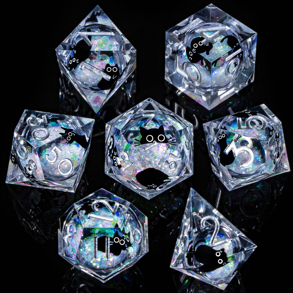 Jual Cat Liquid Core Dice Set DND, Sharp Edge Resin Dungeon and Dragon ...