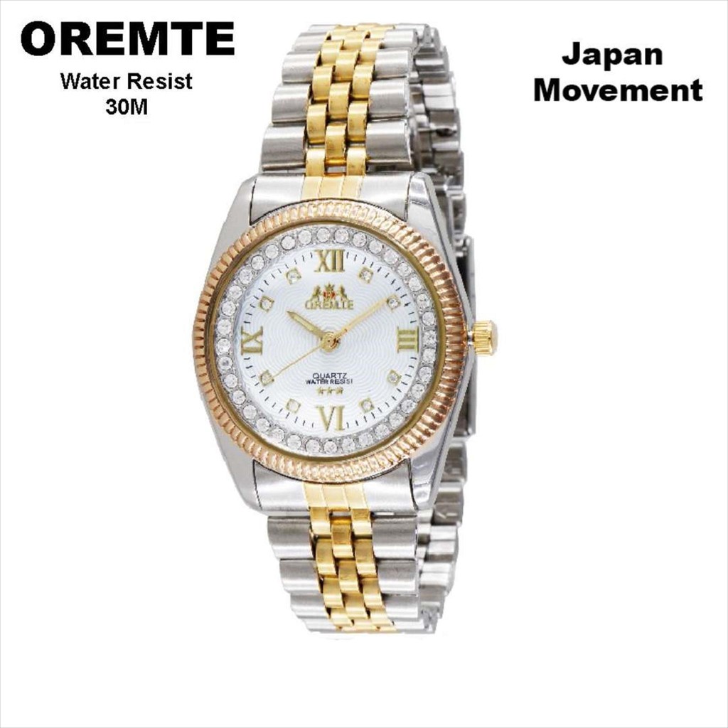 Jual Jam Tangan Oremte Two Tone Diamond Pria Stainless Steel Water ...