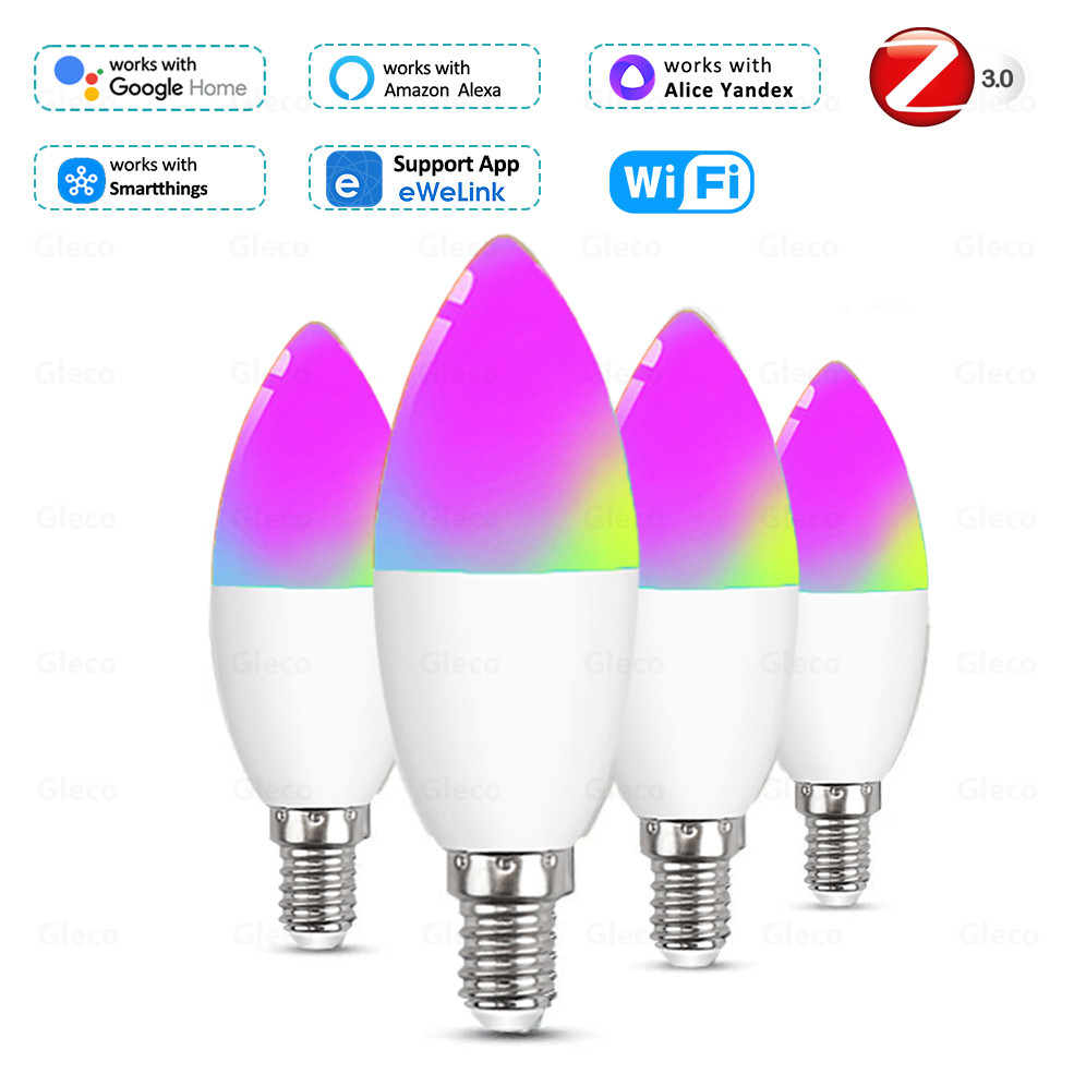 Jual E14 Smart WiFi /Zigbee LED Light Bulb Dimmable RGBCW LED Candle Lamp For Ewelink APP Alexa ...
