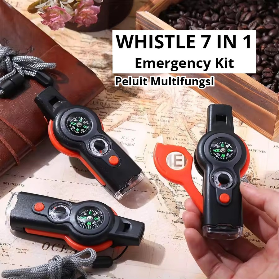 Jual Peluit Emergency Kompas Survival Whistle 7 in 1 Multi Tool Outdoor ...