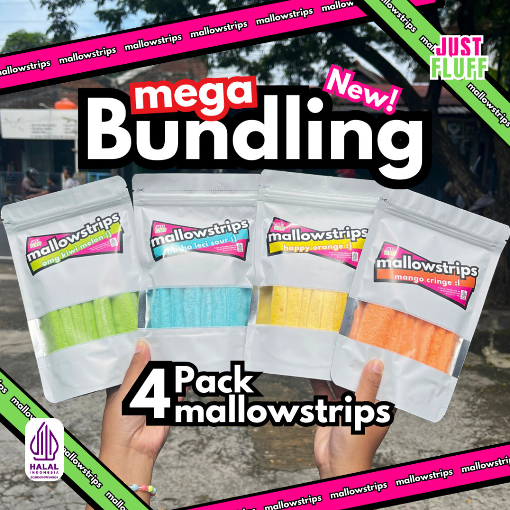 Jual 4 PACK MALLOWSTRIPS [COMPLETE] JUSTFLUFF MARSHMALLOW [4 PACK ...