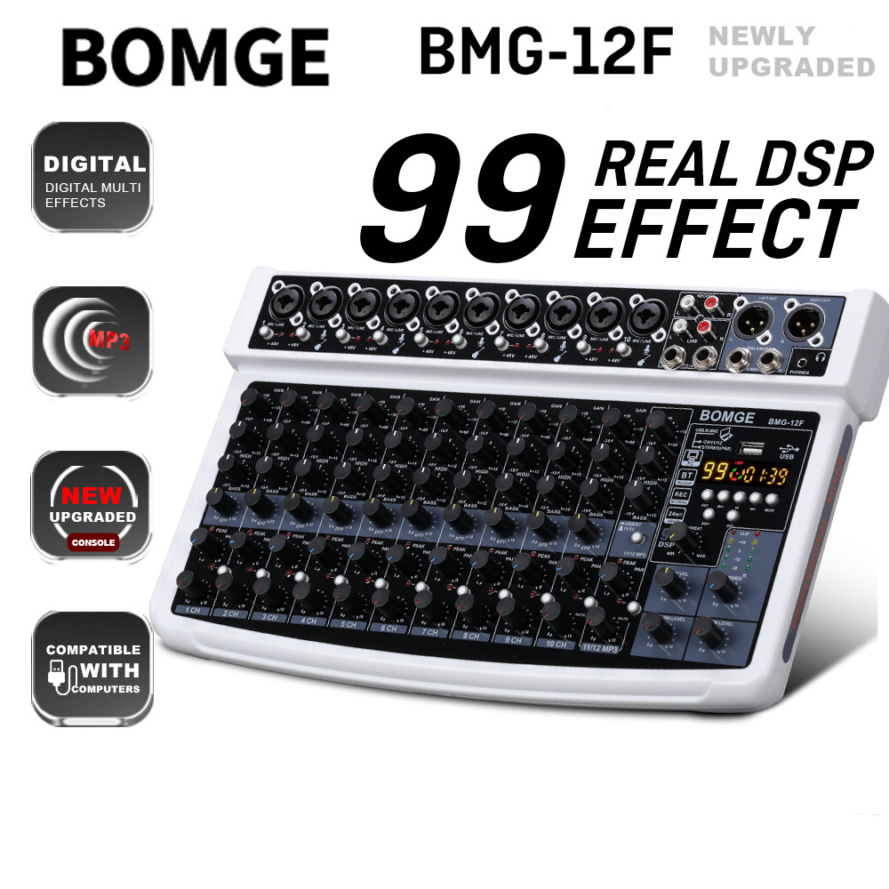 Jual BOMGE 12F Mixer Audio Profesional 12 saluran, Mini Mixer Audio ...