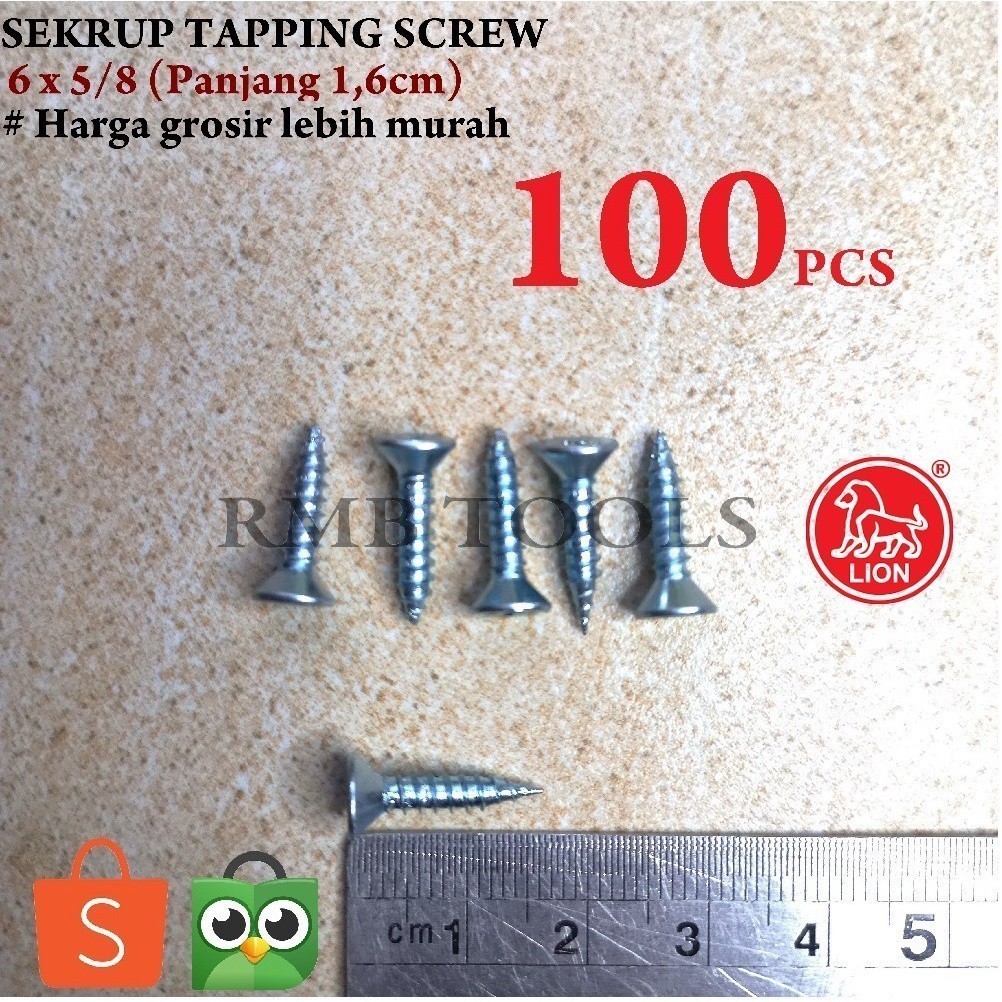 Jual 6x5/8 Sekrup Tapping FH Verseng 6x5/8 inch Panjang 1.6cm / Skrup Tapping FH Verseng 6 x 5/8 ...
