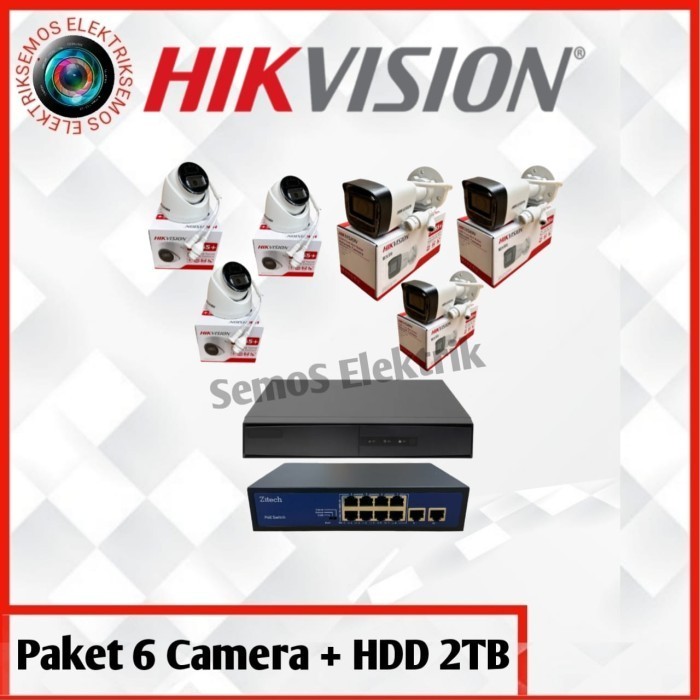 Jual Paket IP Camera Hikvision CCTV 6 Camera Nvr 8 Channel Include ...